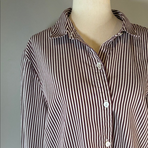 J. Jill | Tops | J Jill Burgundy And White Striped Tunic | Poshmark